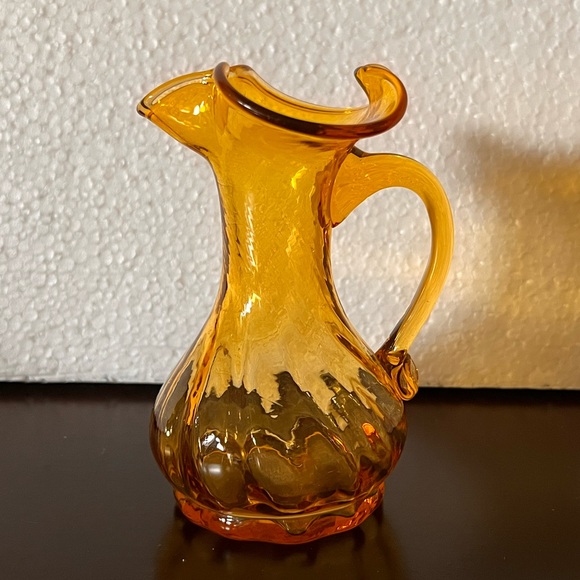 Kitchen | Vintage Amber Hand Blown Miniature Creamer Pitcher Vase ...